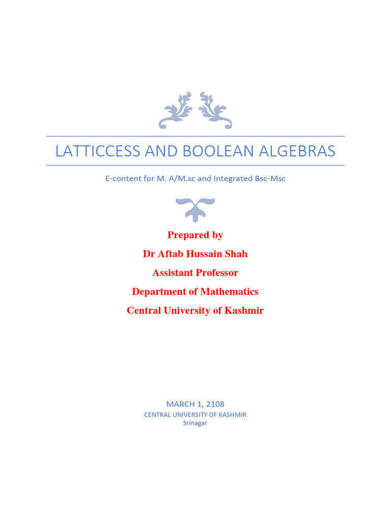 Lattices and Boolean Algebras | PDF | Set (Mathematics) | Mathematics