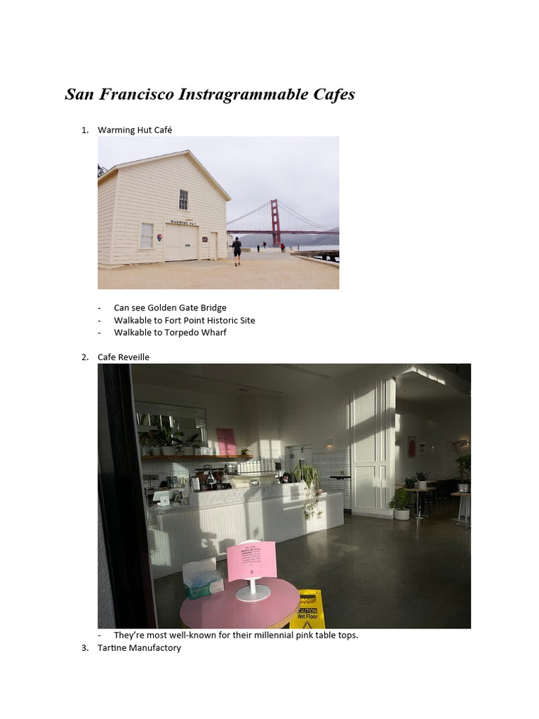 San Francisco Instragrammable Cafes | PDF