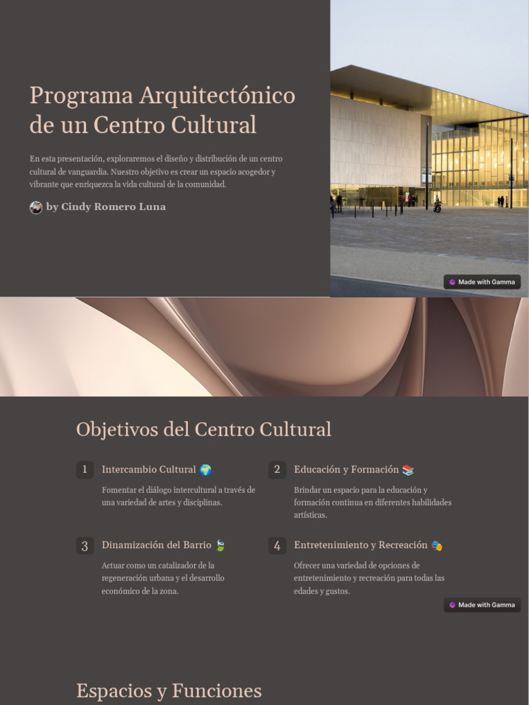 Programa Arquitectonico de Un Centro Cultural | PDF | Teatro | Diseño