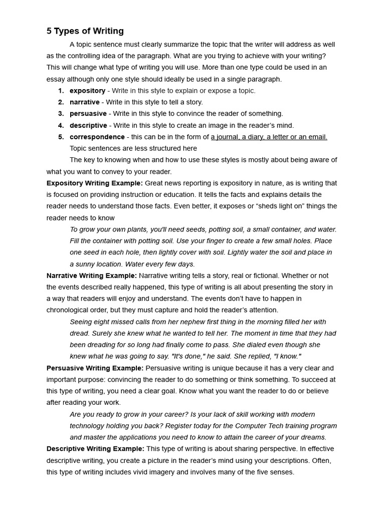5 Types of Writing | PDF