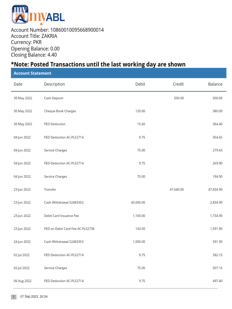 Myabl Account Statement | PDF | Cash | Debit Card