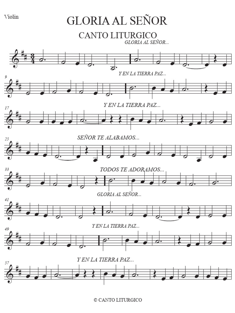 Gloria Al Señor - Violin | PDF