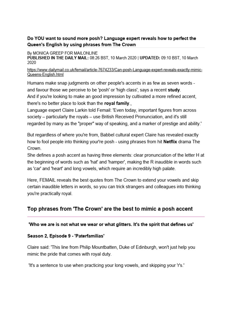 Do YOU want to sound more posh | PDF