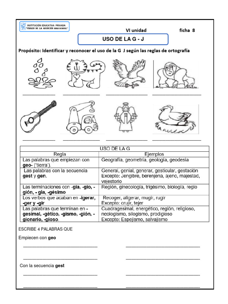 Uso de La G Ortografia | PDF
