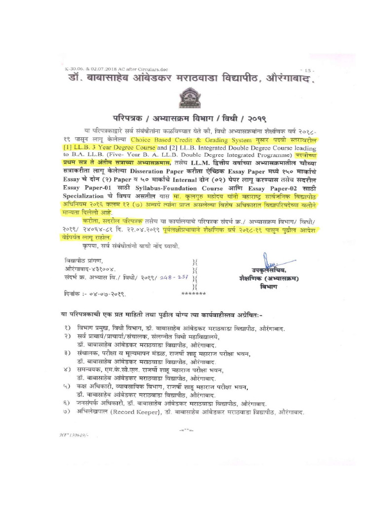 Revised - LLB - SemI - VI - 3year - 1920 PDF | PDF