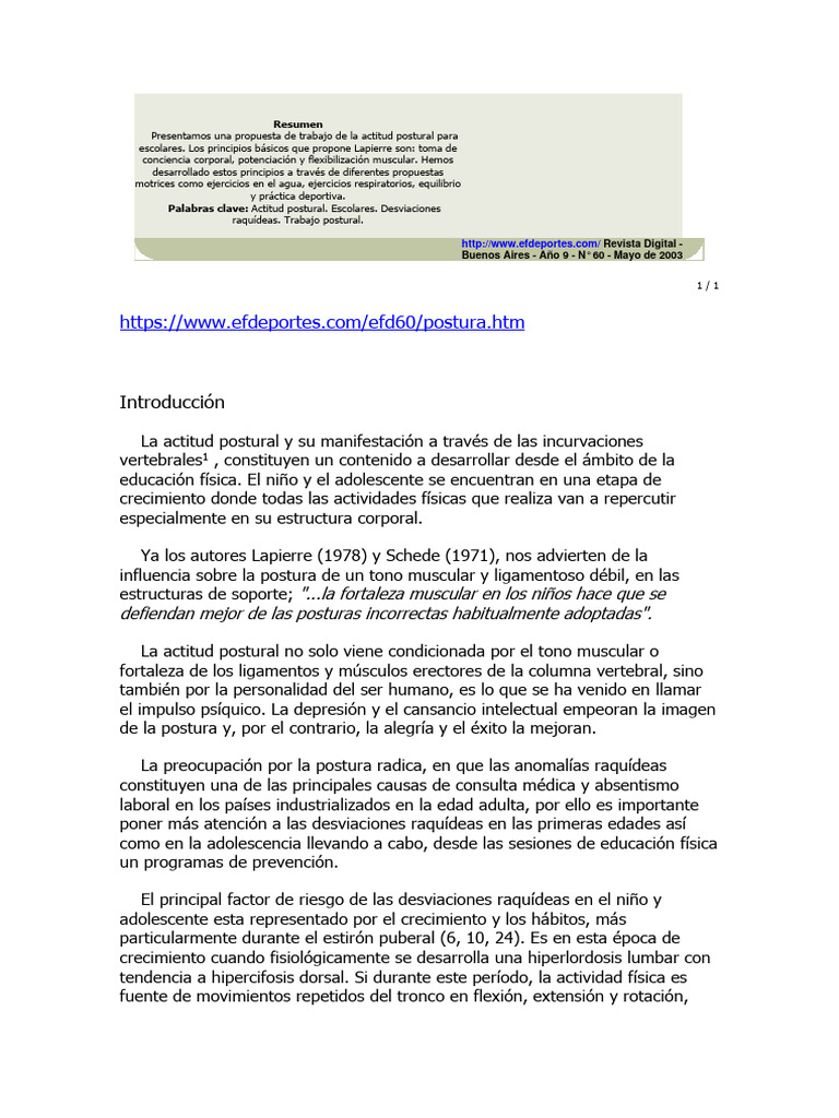 La Actitud Postural | PDF