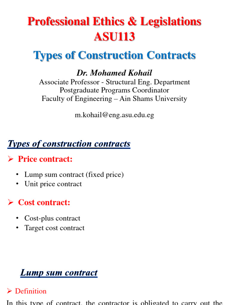 ASU113 - Lec 3 Types of Contracts | PDF