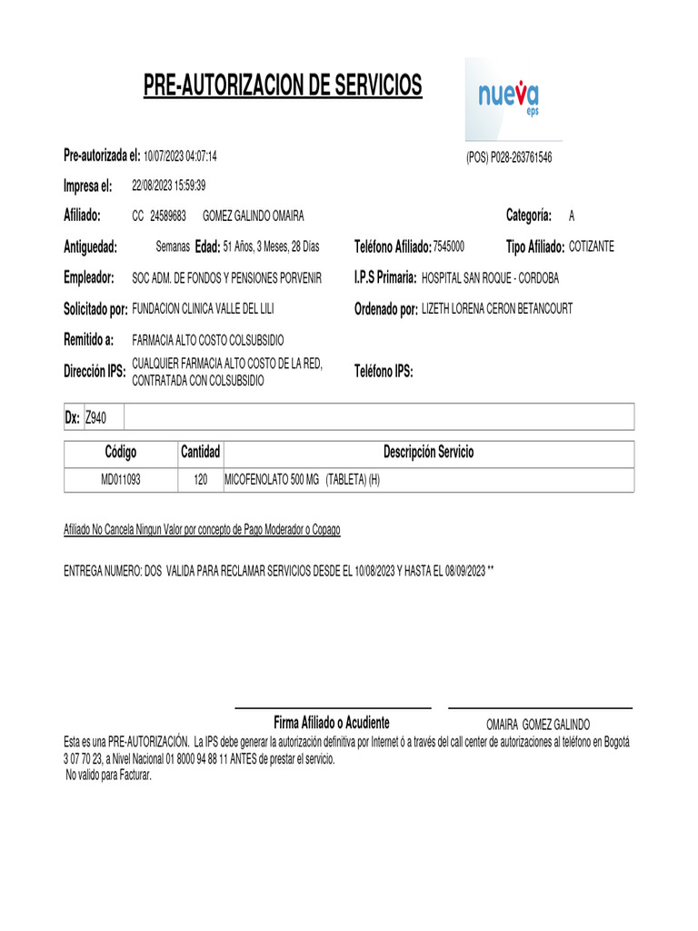 Pre Autorizaciones | PDF