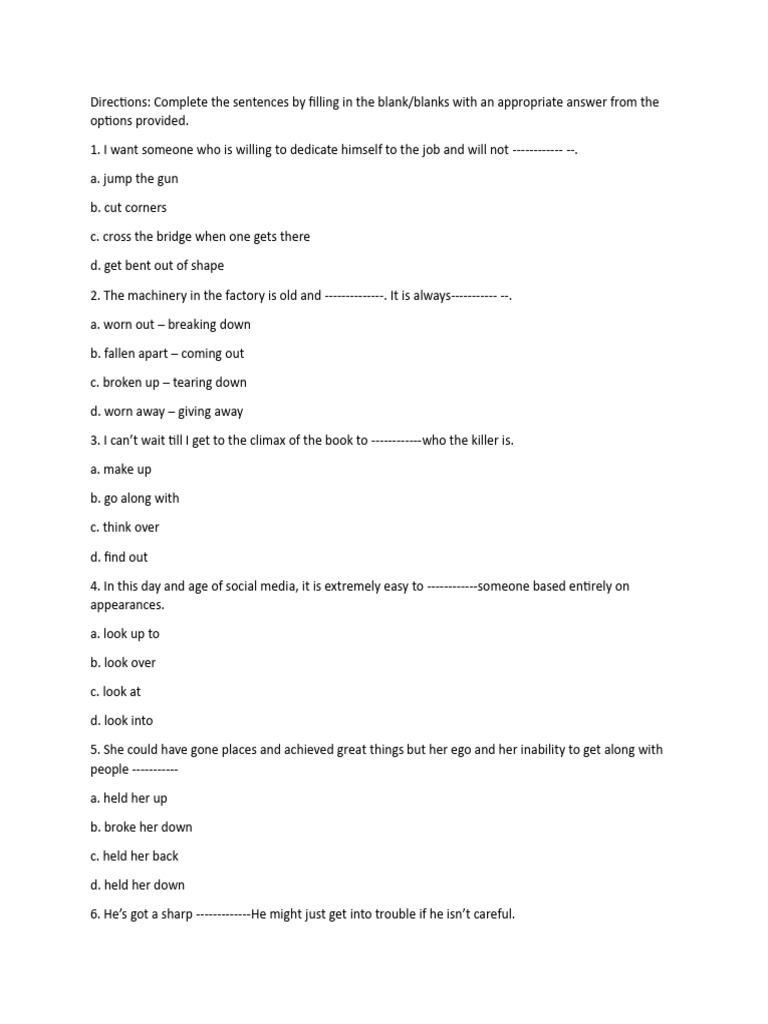 Sentence Completion | PDF