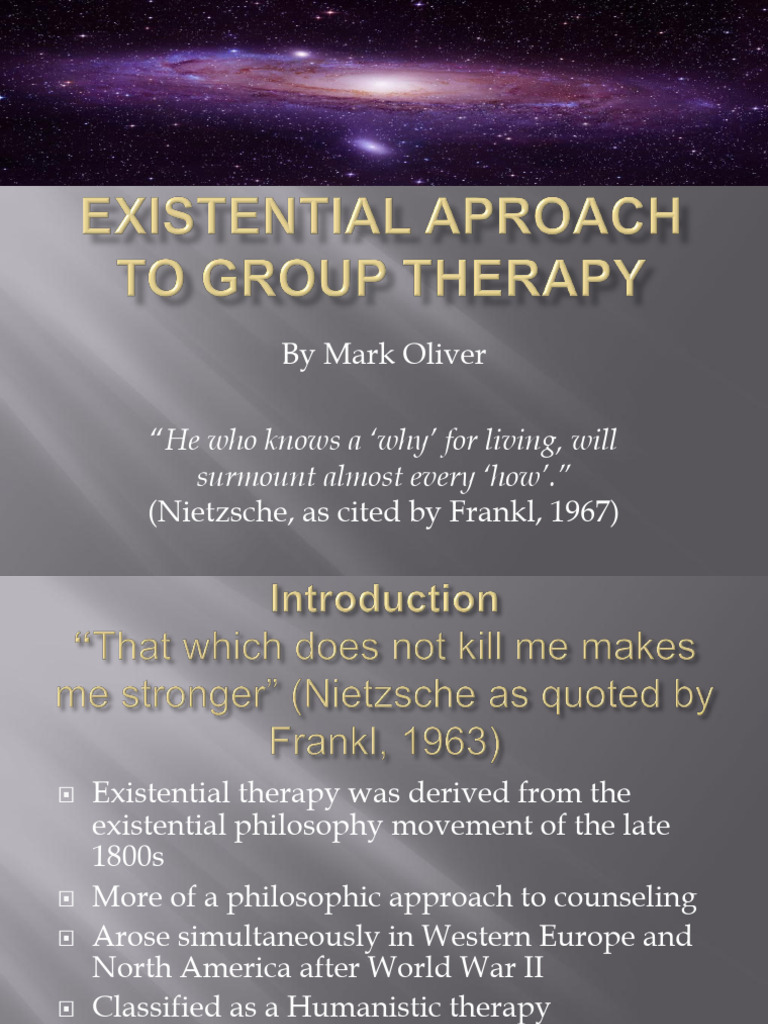 Existential Aproach To Group Therapy | PDF | Psychotherapy | Existentialism