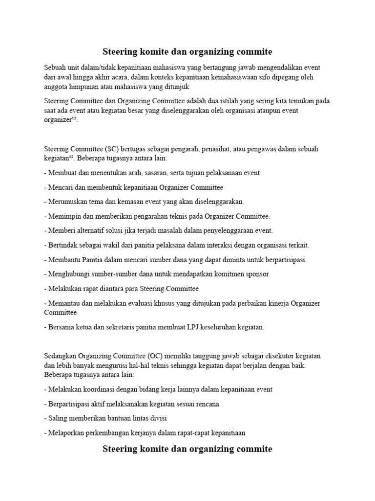 Steering Komite Dan Organizing Commite | PDF