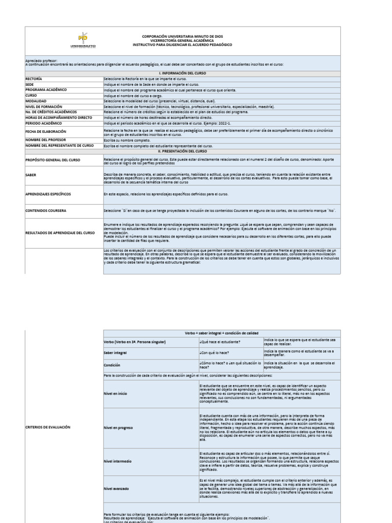 Instructivo para Acuerdo Pedagógico | PDF | Evaluación | Software