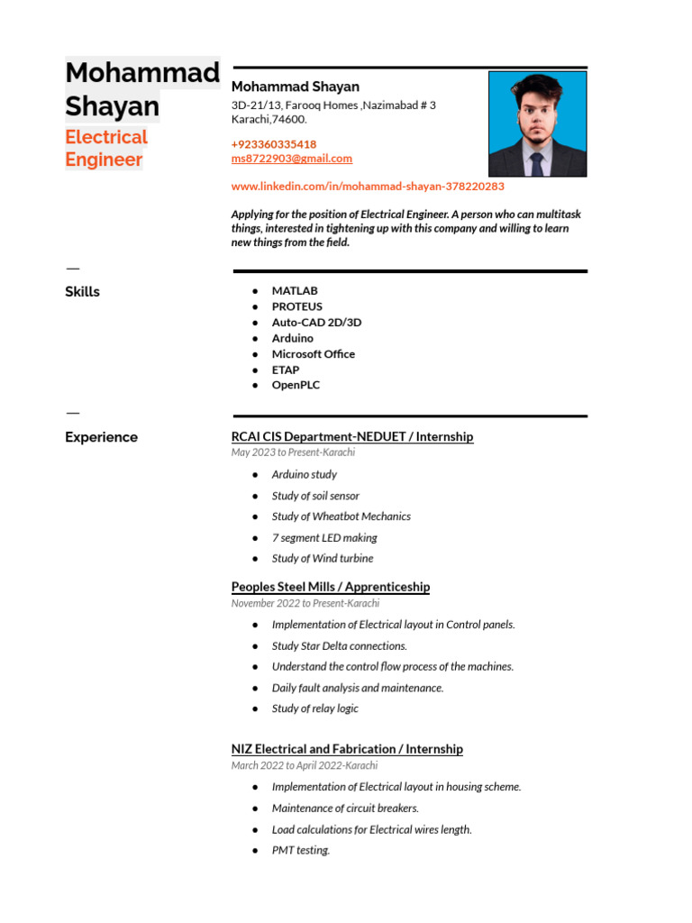 M.SHAYAN Resume | PDF