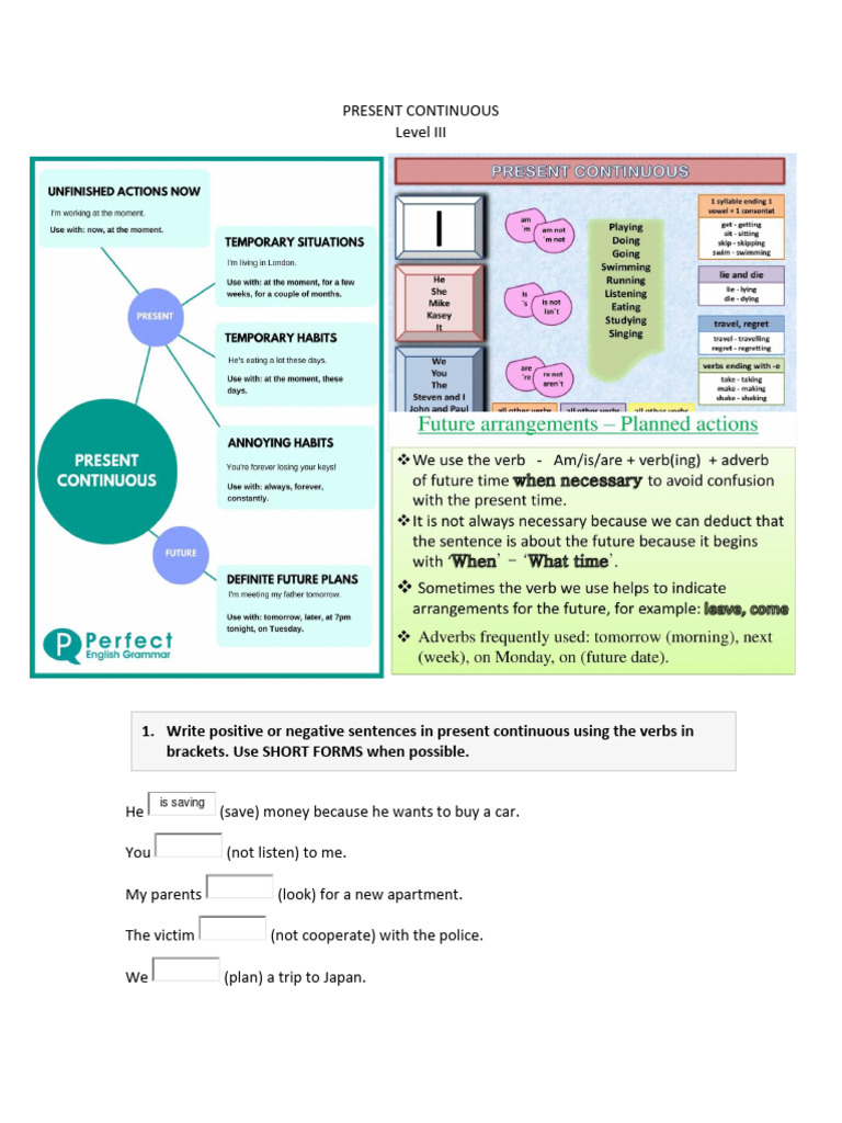 Present Continuous For Future Arragnments Level III | PDF