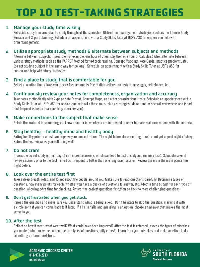 10 Test Taking Strategies | PDF