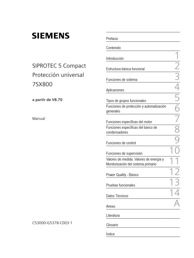 SIP5CC 7SX800 V08.70 Manual C003-1 Es | PDF