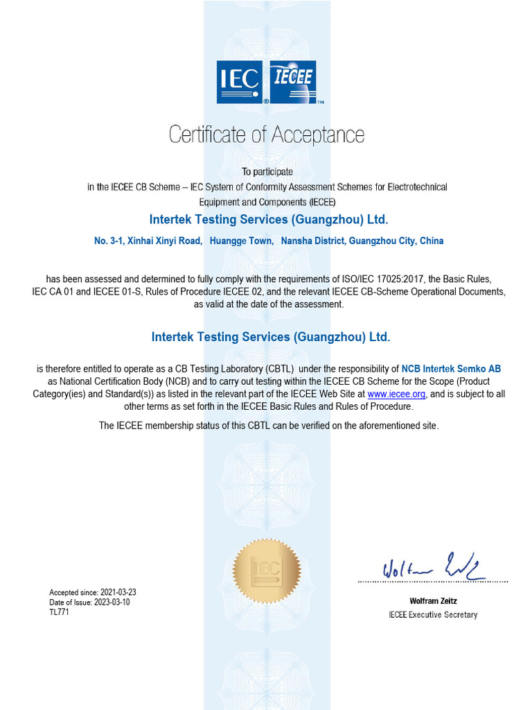 CBTL_Certificate_Intertek Testing Services (Guangzhou) Ltd. (1) | PDF