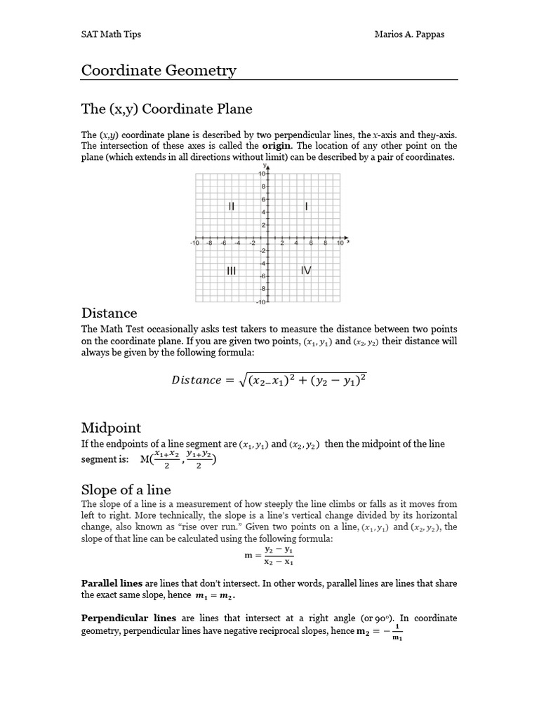 SAT Coordinate Geometry | PDF SAT Coordinate Geometry | PDF
