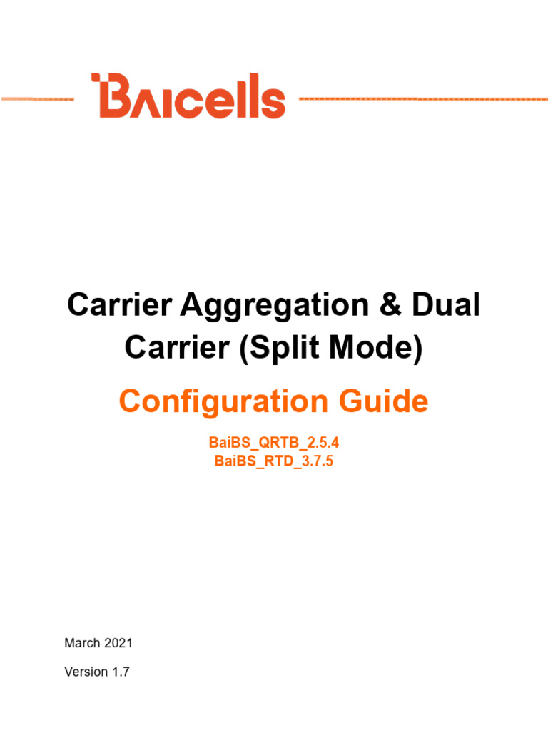 Carrier Aggregation & Dual Carrier (Split Mode) : Configuration Guide ...