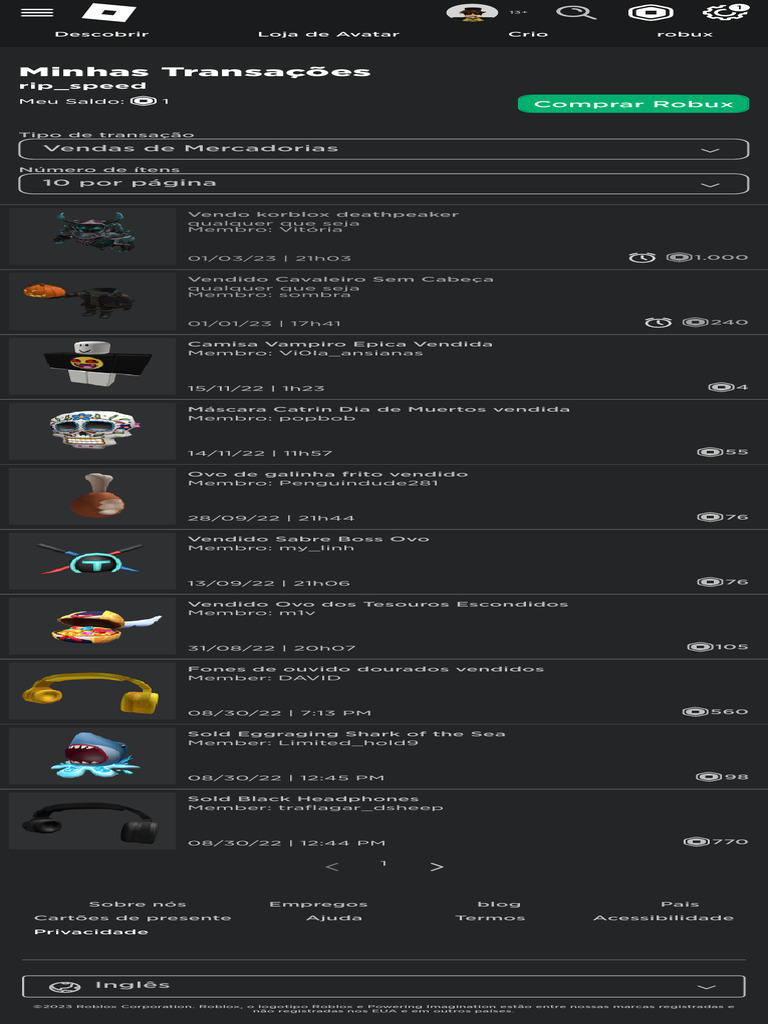 My Transactions - Roblox | PDF