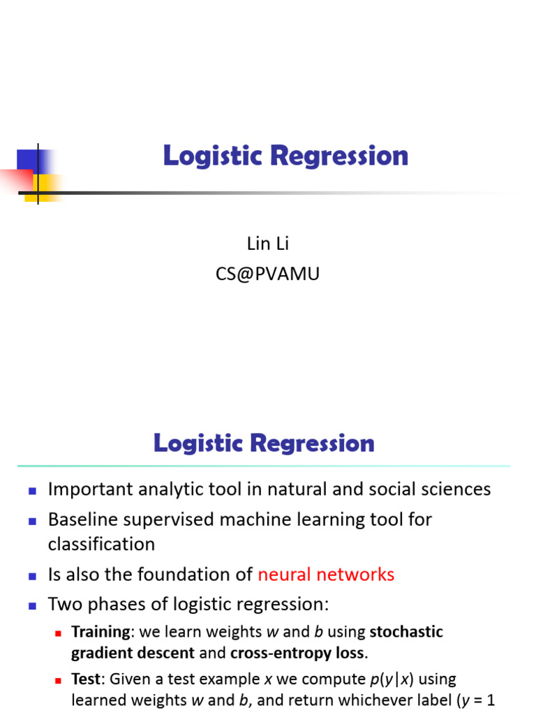 Lecture - 4 - Logistic Regression | PDF Lecture - 4 - Logistic Regression | PDF