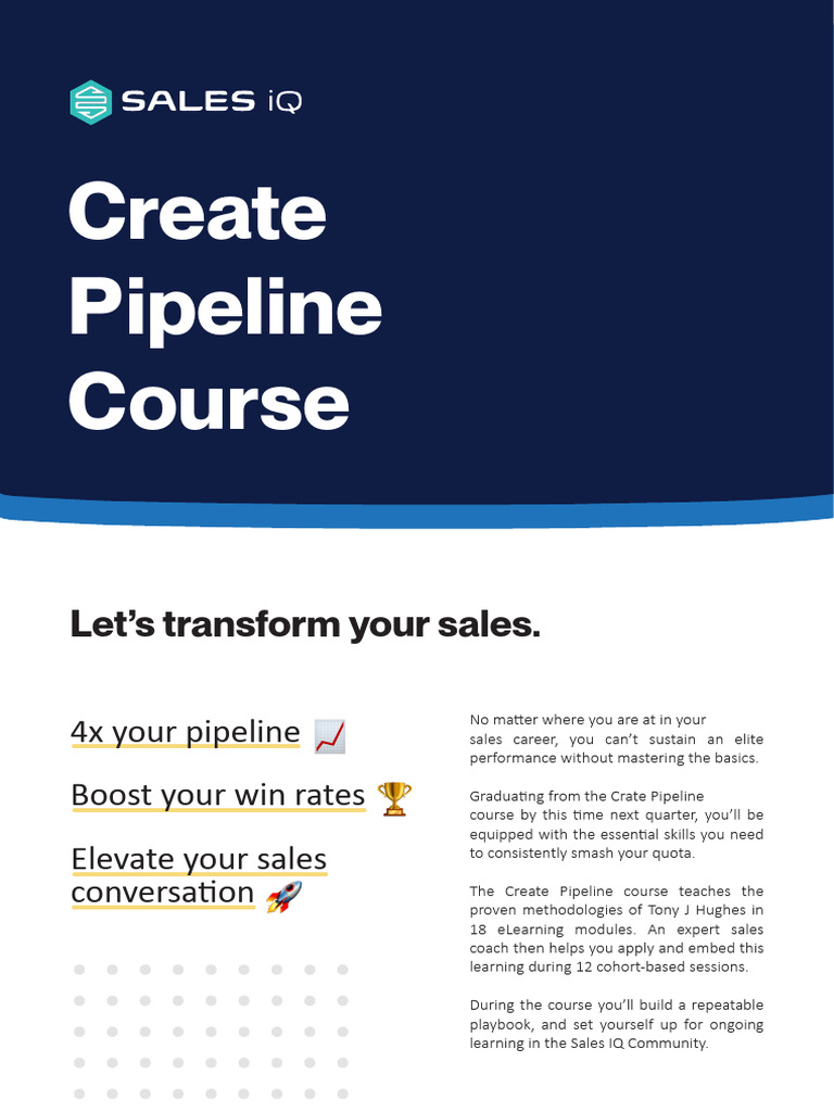 Sales IQ - Create Pipeline Course | PDF | Sales | Educational Technology