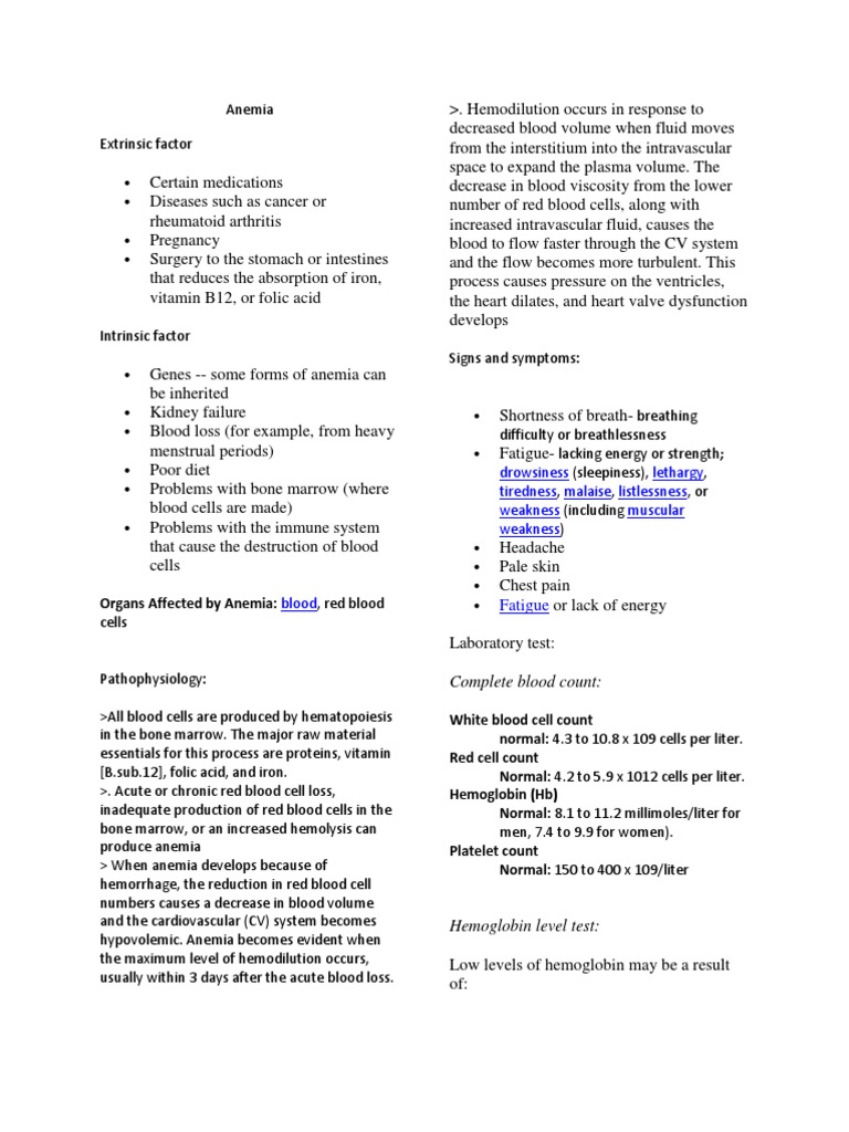 An Overview of Anemia: Causes, Symptoms, Diagnosis and Treatment | PDF ...