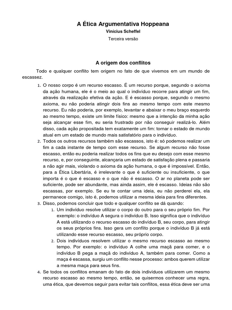 Ética Argumentativa Hoppeana | PDF | Argumento | Contradição