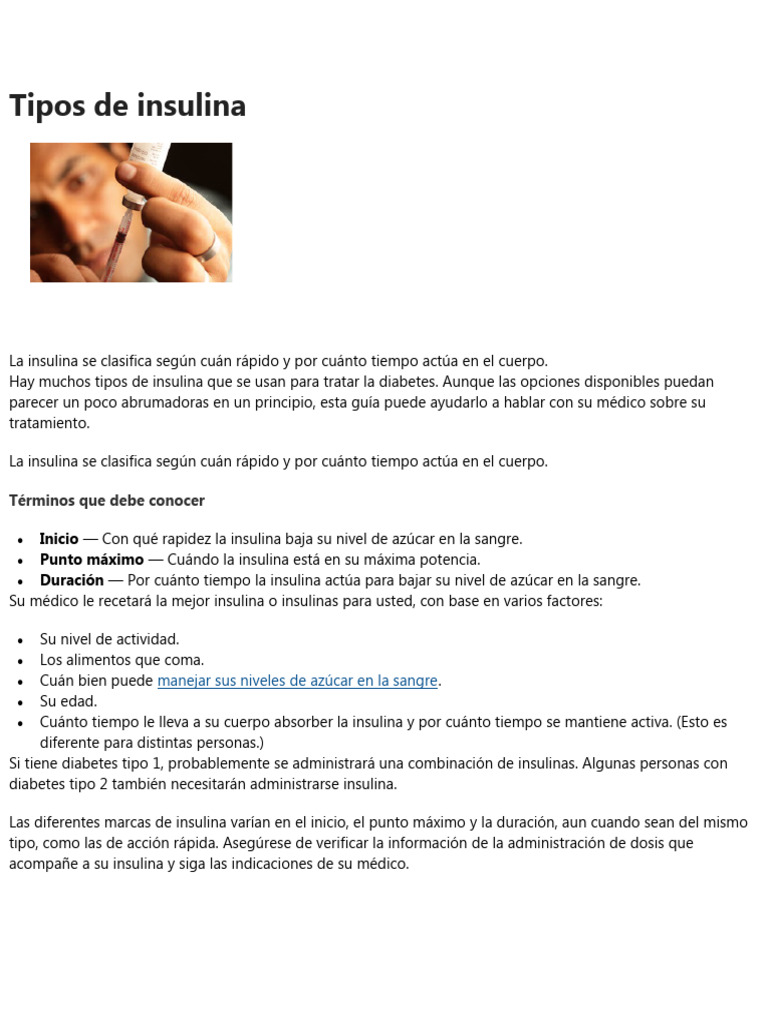 Tipos de Insulina | PDF