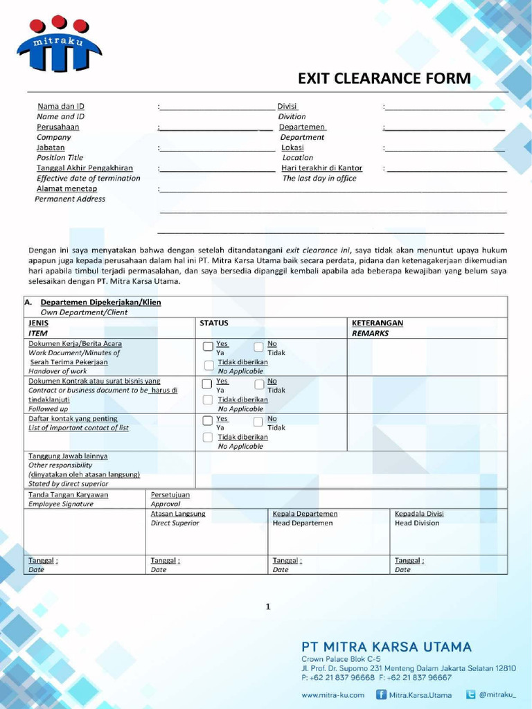 Exit Clearance MKU | PDF