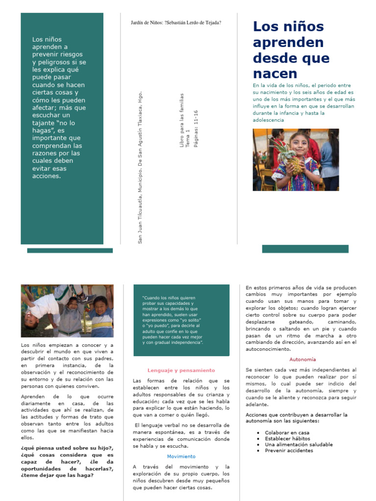 Folleto de Tema 1 Libro de Las Familias | PDF | Cognición | Sicología