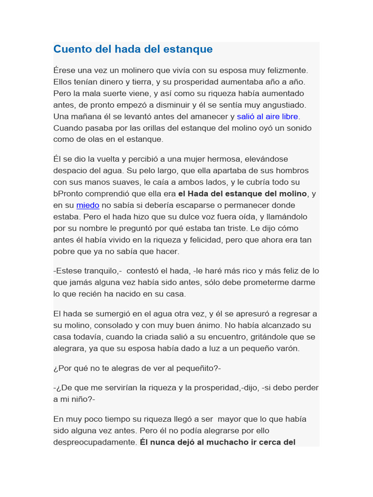 Cuento Del Hada Del Estanque | PDF | Luna