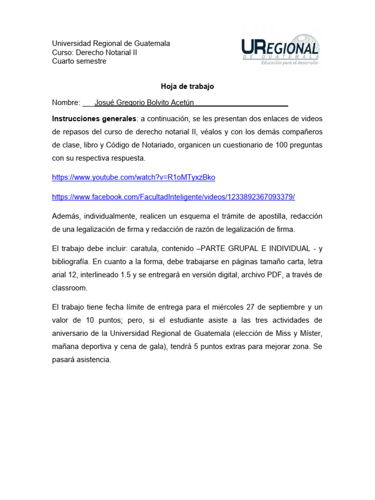Hoja Notarial de Josué Bolvito | PDF | Derecho