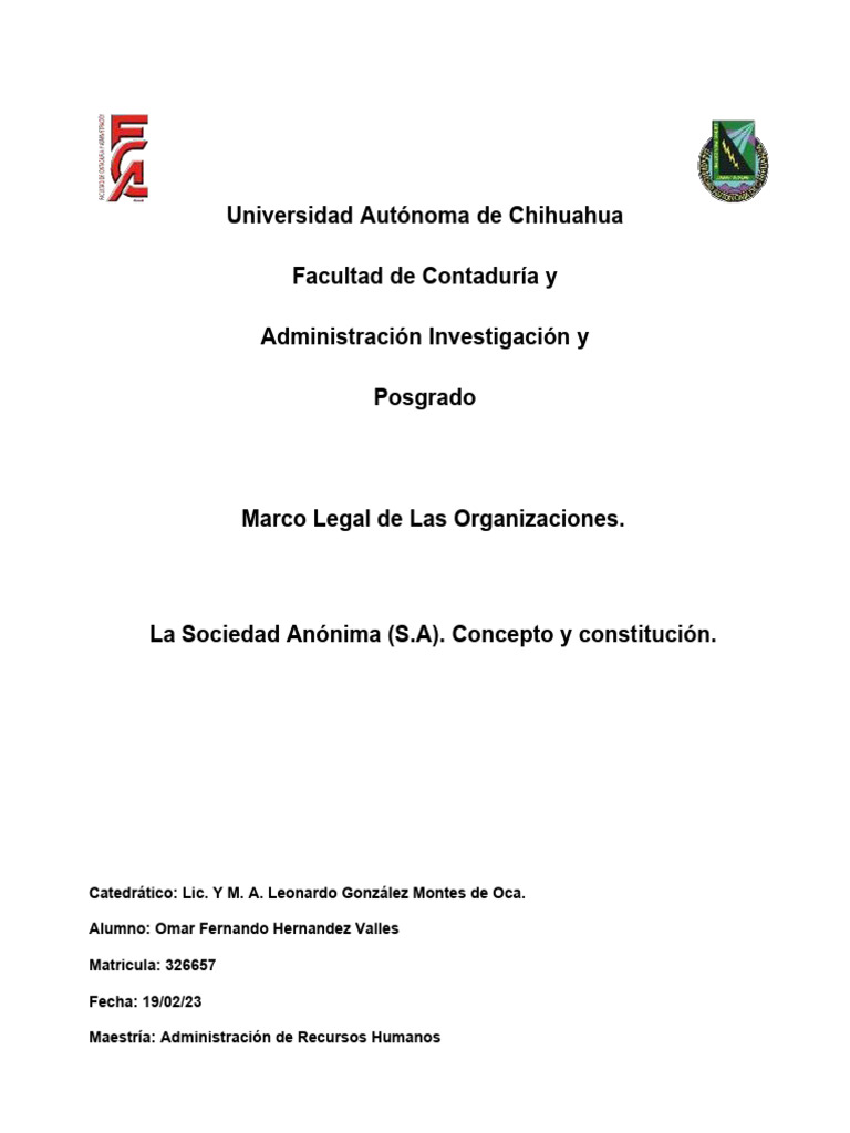 005-3-La Sociedad Anónima (S.A) - Concepto y Constitución. | PDF ...