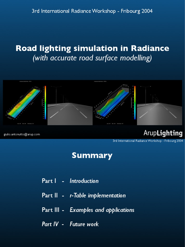 Road Lighting Simulation in Radiance: (With Accurate Road Surface ...