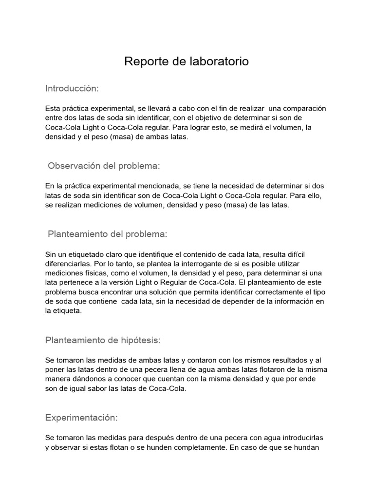 Reporte de laboratorio | PDF