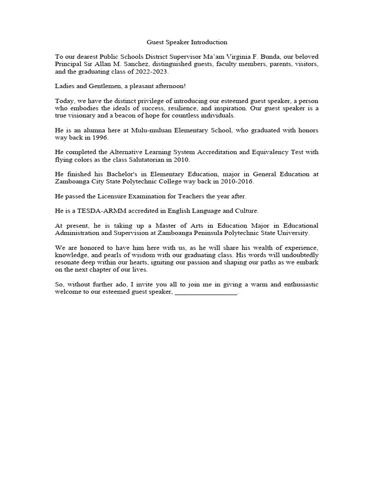 Guest Speaker Introduction | PDF