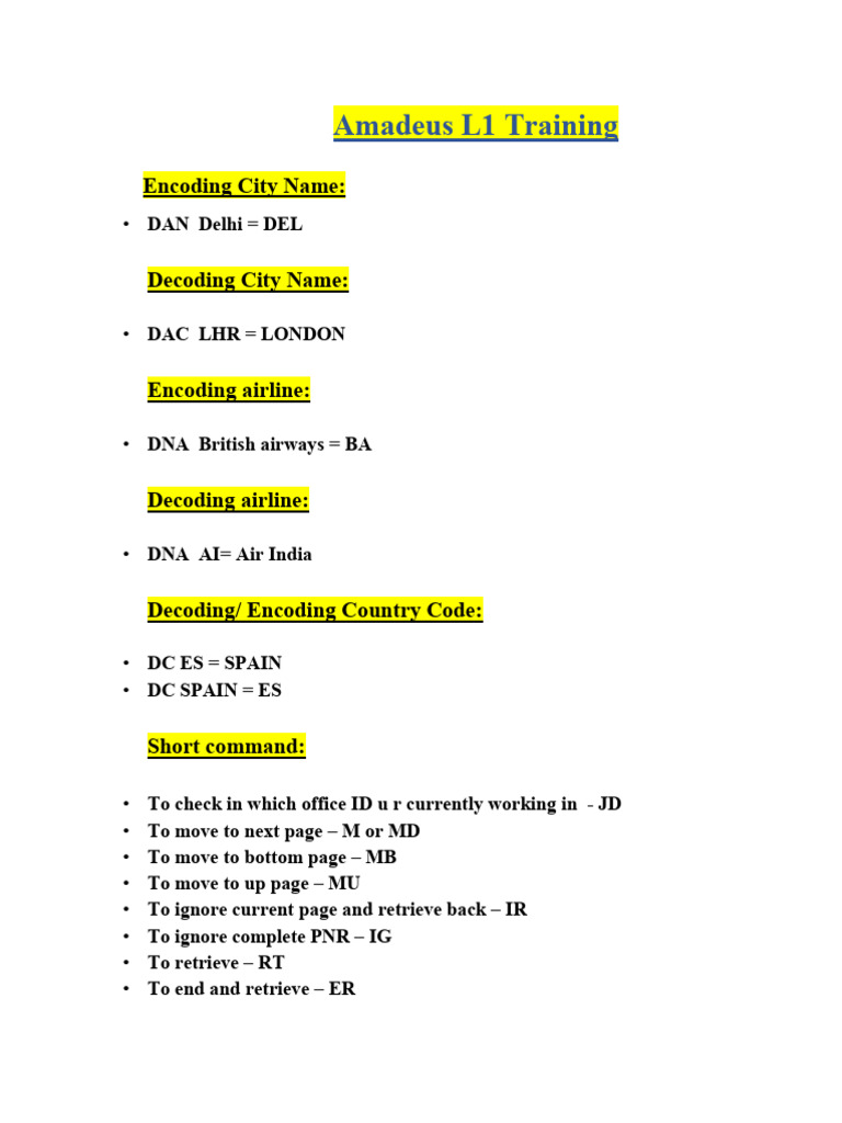 Amadeus L1 Training | PDF | Business | Computers