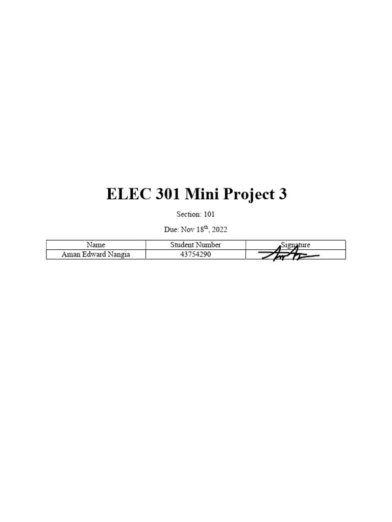 UBC ELEC 301 MP Report 3 | PDF