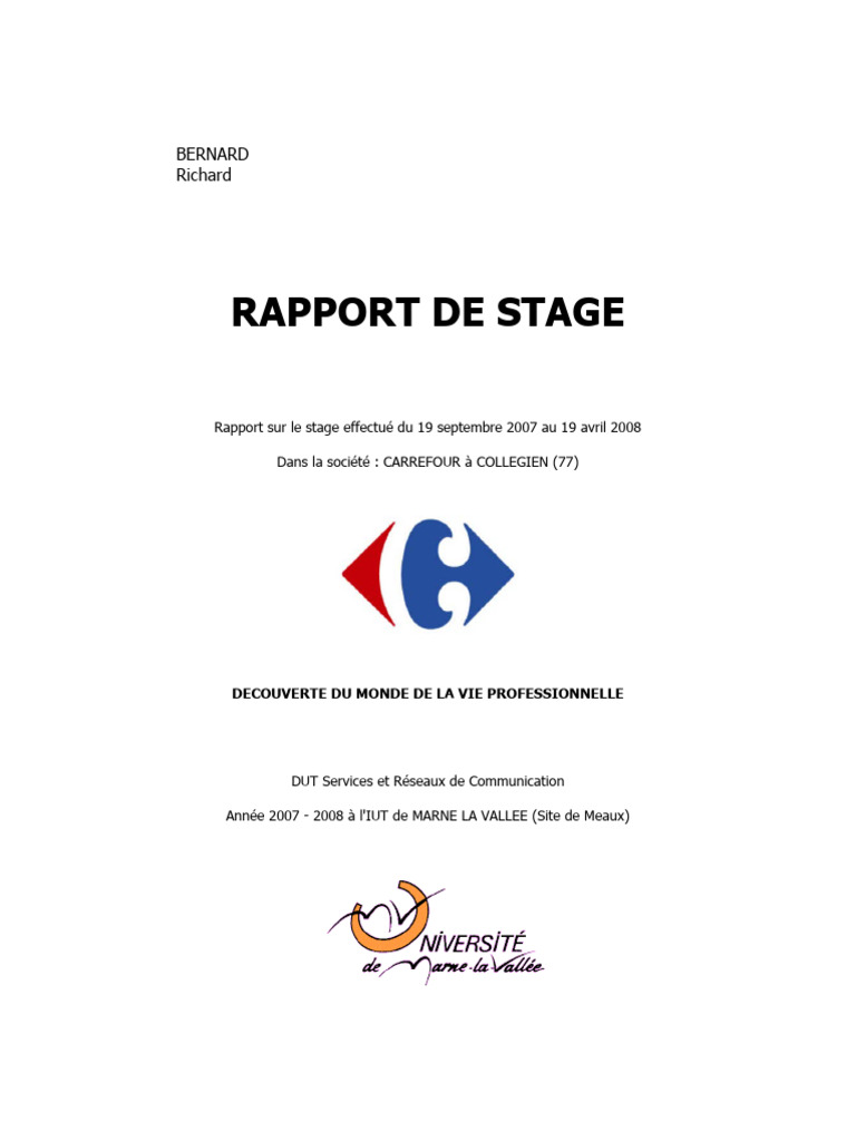 Rapport de Stage Carrefour | PDF