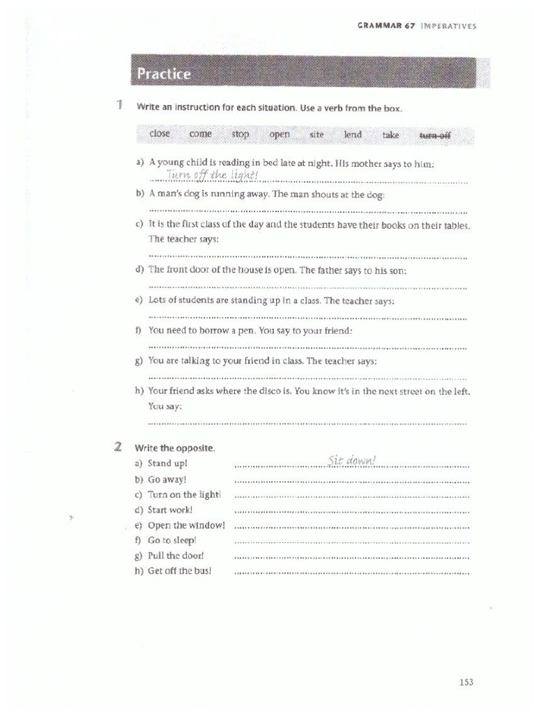 Imperatives Exercises | PDF