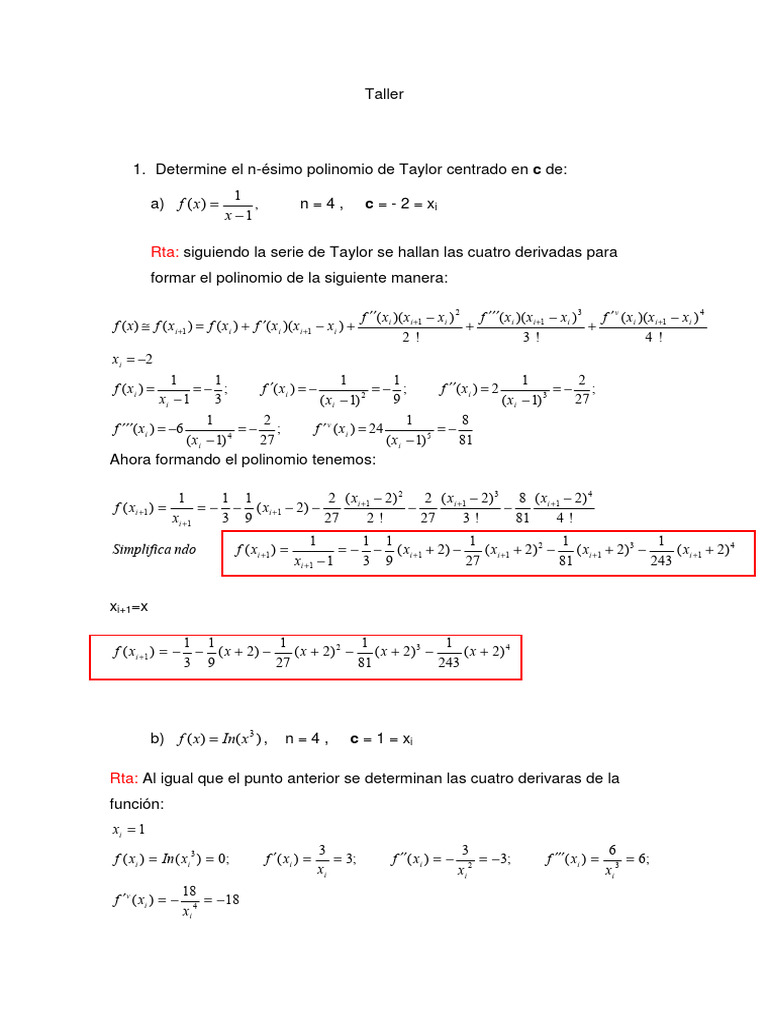 Ejercicios de Series de Taylor | PDF