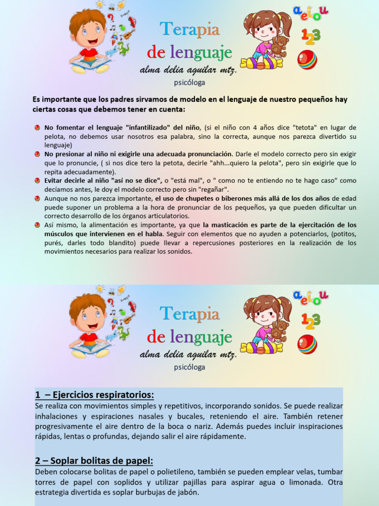 Ejercicios Terapia Lenguaje | PDF | Boca | Ritmo