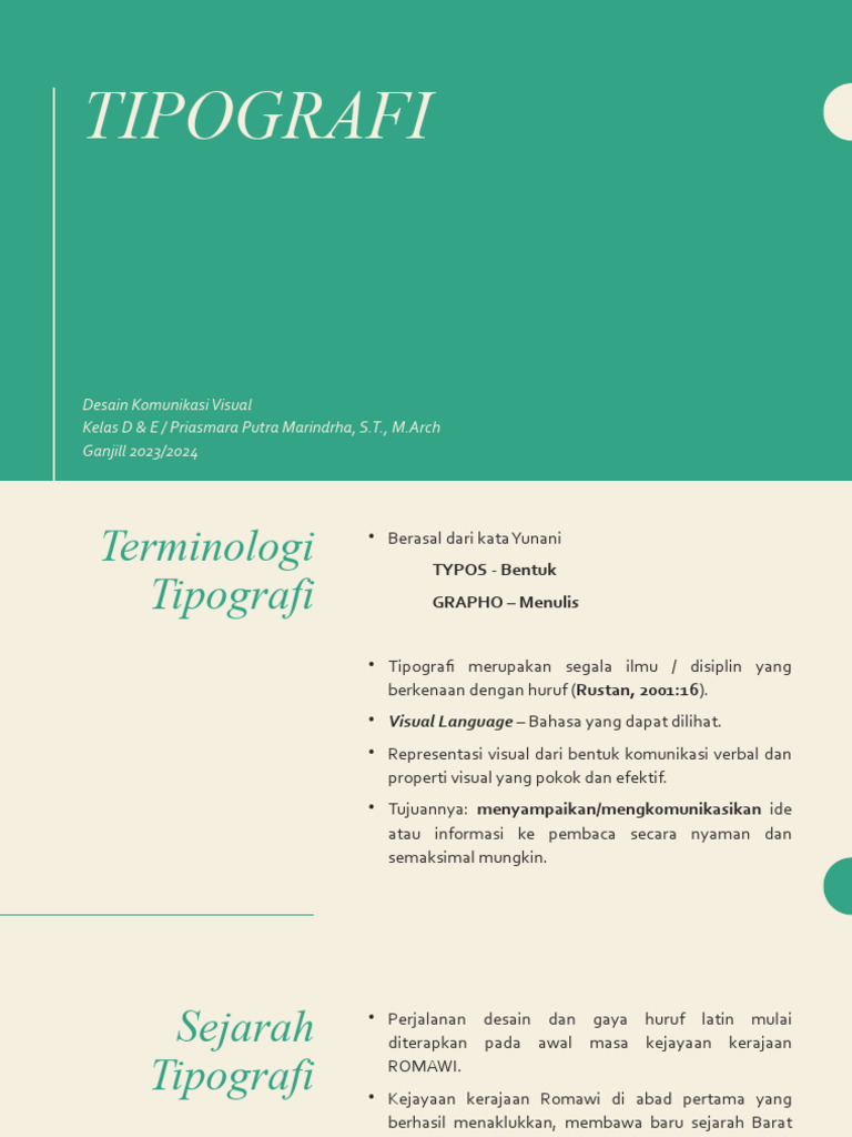 M1 Tipografi D | PDF | Seni & Disiplin Bahasa