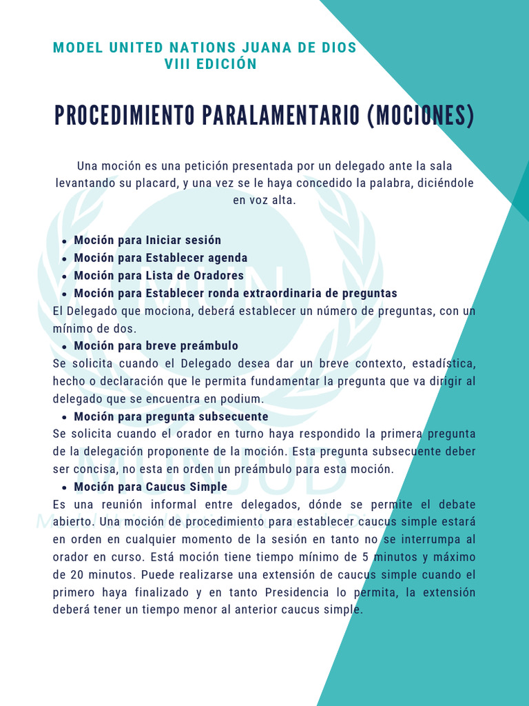 Procedimiento Parlamentario Mociones y Puntos | PDF