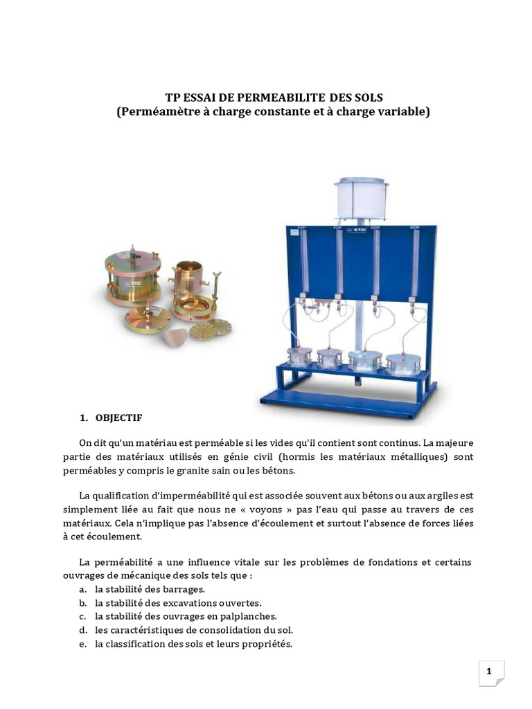 TP Essai de Perméabilité | PDF