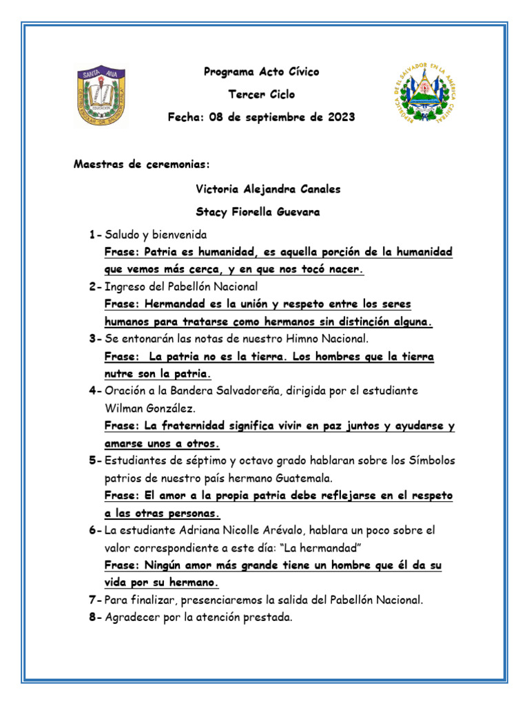 Programa Acto Cívico | PDF