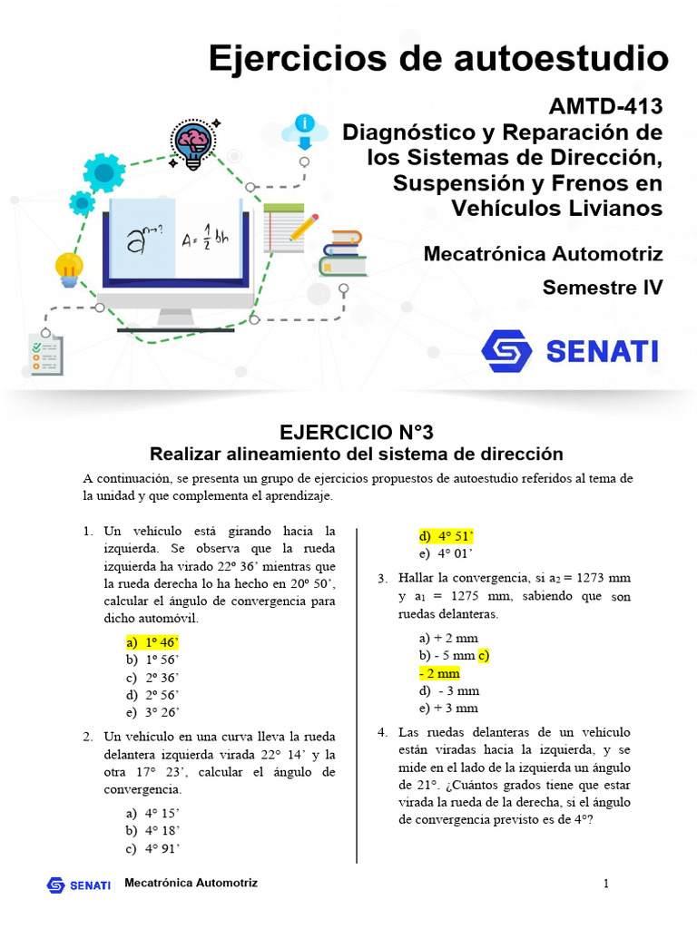 Ejercicios - #03 - Diagnostico y Reparacion de Los Sistemas de Direccion - Romero Torres Johann ...