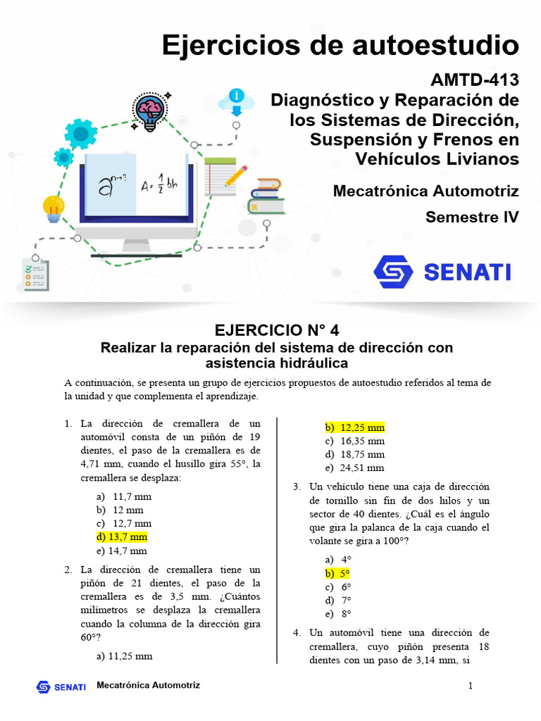 Ejercicios - #04 - Diagnostico y Reparacion de Los Sistemas de Direccion - Romero Torres Johann ...