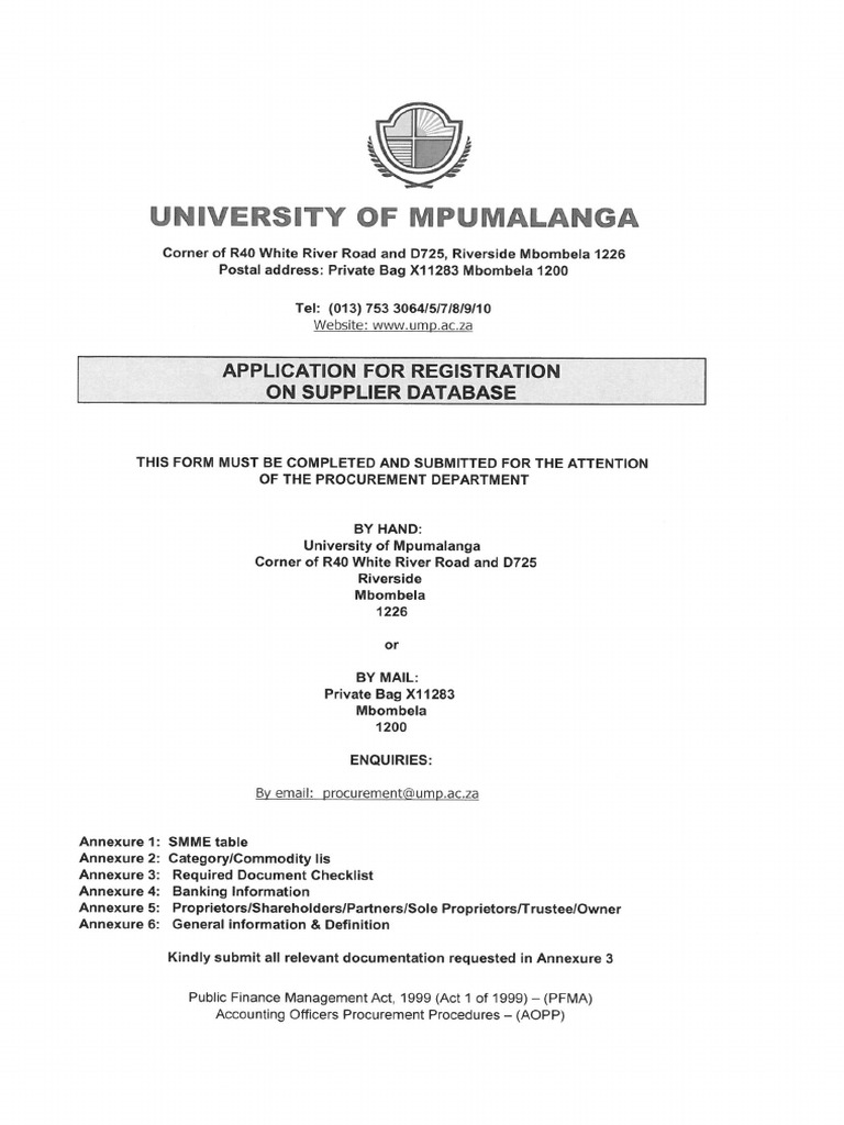 Supplier Database Registration Form | PDF